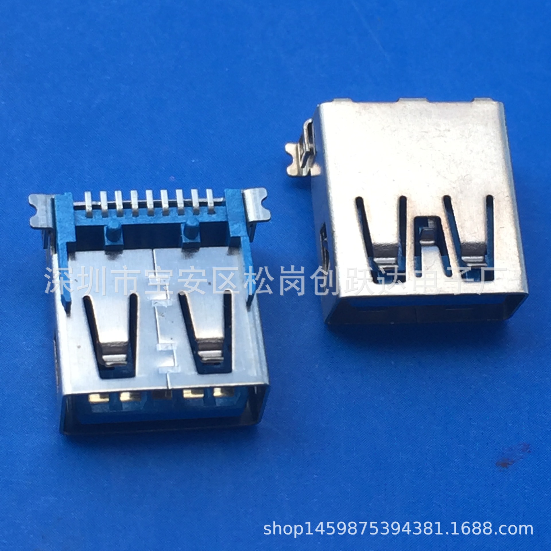 全贴usb母座_a母3.0 usb母座 后/180度贴片 有柱 蓝胶 - 阿里巴巴