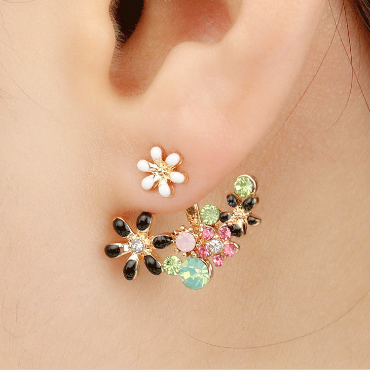 Fashion flower rhinestones ear cuff cute clip earrings NHDP148547
