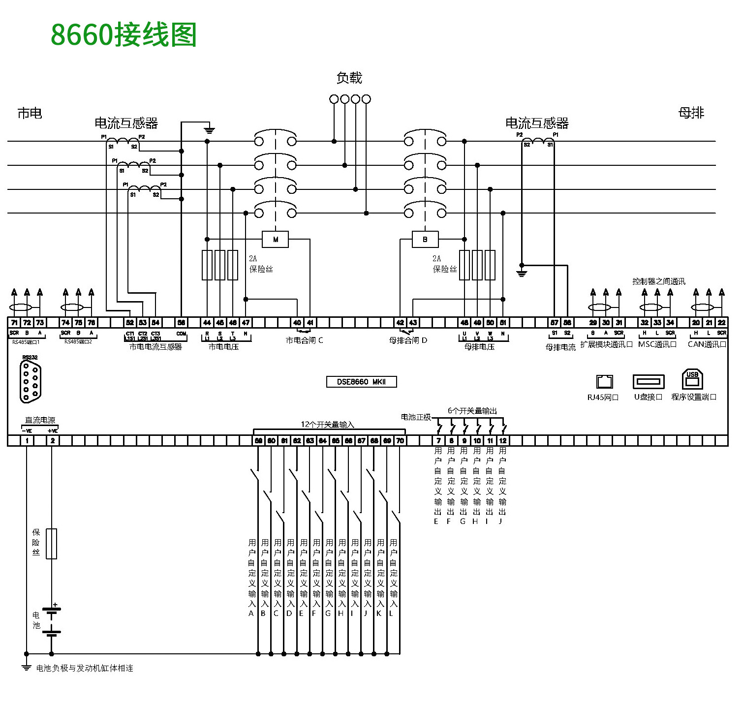 柴油发电机控制器多台机组与市电并网液晶显示屏控制器DSE8660-阿里巴巴