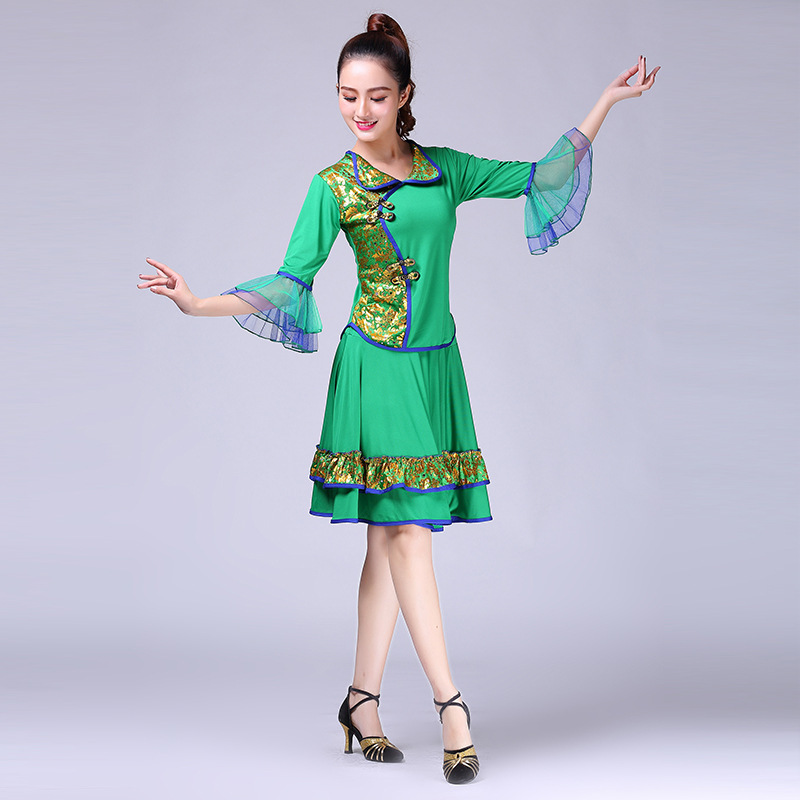 Chinese Folk Dance Costumes For Women Square Dance Suit lapel Tibetan ...