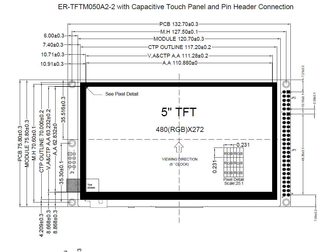 5寸TFT彩色液晶模块/带RA8875控制板/配电容式触摸屏/480x272-阿里巴巴