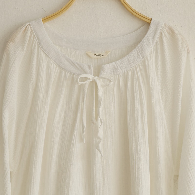 D9412 女式双层顺纡绉棉纱棉麻风七分袖中长款大摆连衣裙子-阿里巴巴