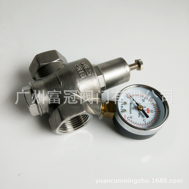 Y13X-16P家用自来水减压稳压阀 304不锈钢支管减压阀 带表恒压阀-阿里巴巴