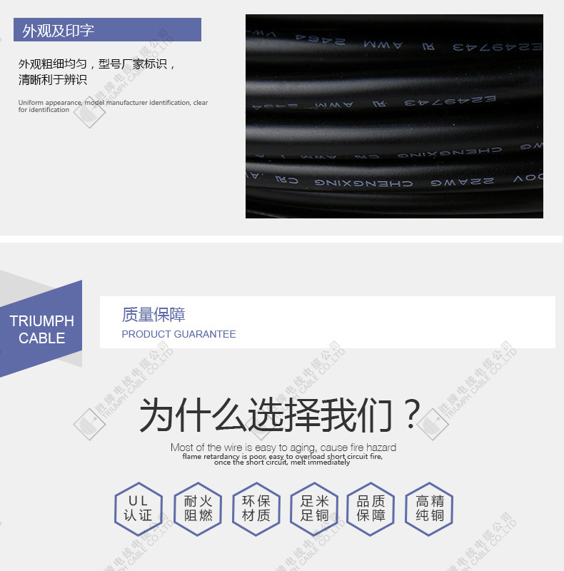 胜牌 E249743 AWM 2464 VW-1 80℃ 300V 18AWG FT1 TRIUMPHCABLE-阿里巴巴