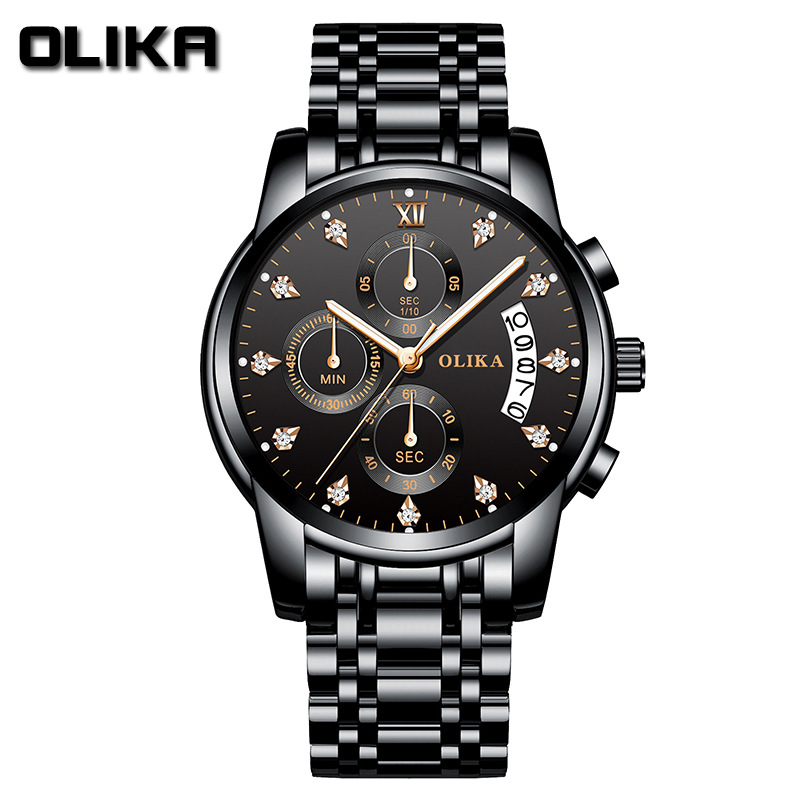 Olika/olika fashion waterproof men's watch seven beads solid steel band ...
