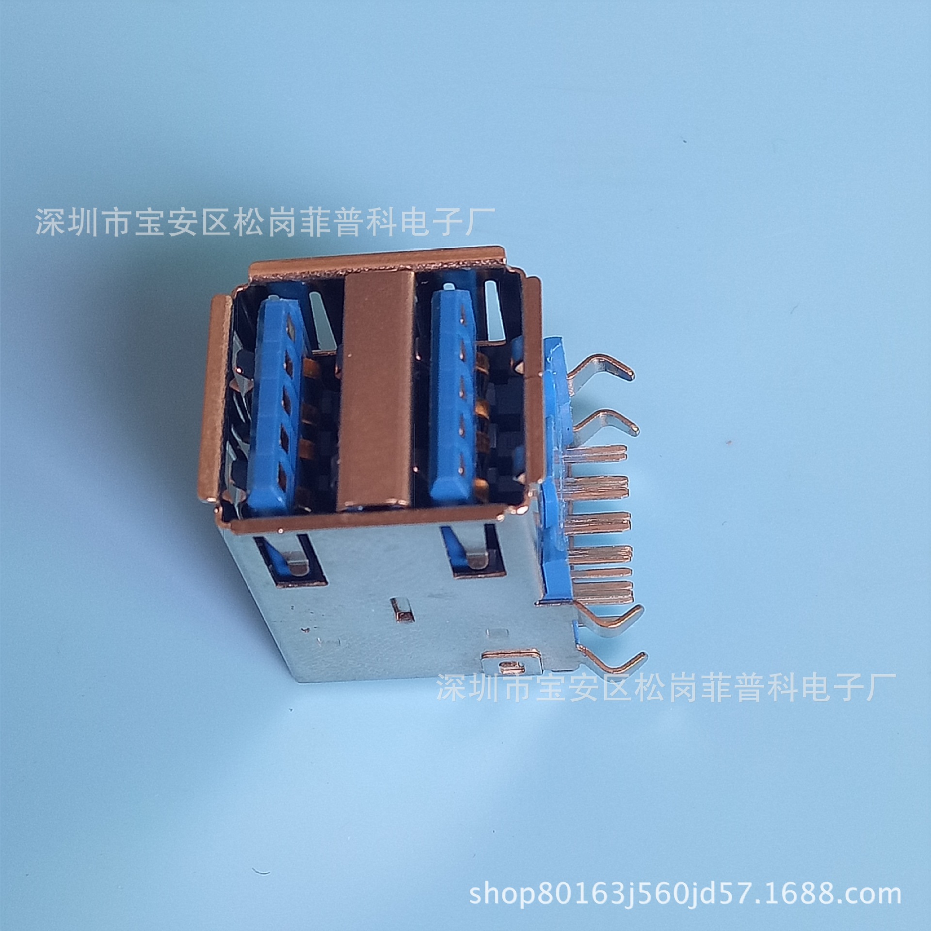 USB AF双层母座 180度焊线式 双排8P 短体14.2MM 卷边 白胶可注塑-阿里巴巴