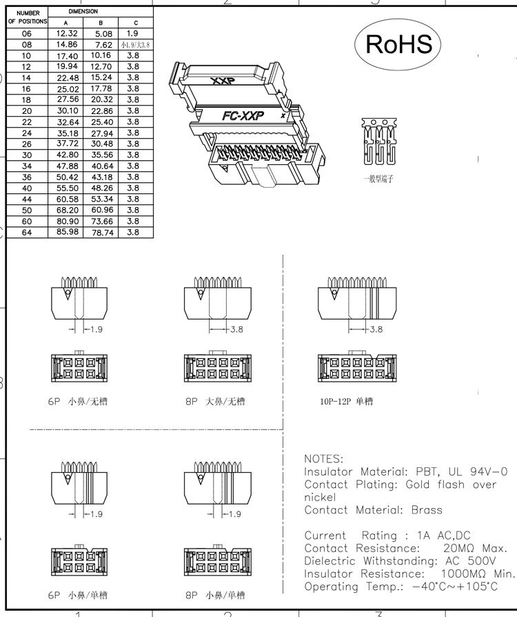 2.54MM间距压线头排线头IDC FC-14P 2*7P牛角JTAG插头排线连接头-阿里巴巴