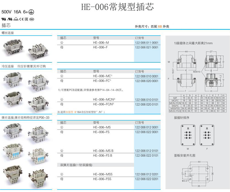 WAIN唯恩HDC-HE-006-M/F重载连接器开孔安装+顶出线 重载插现货-阿里巴巴