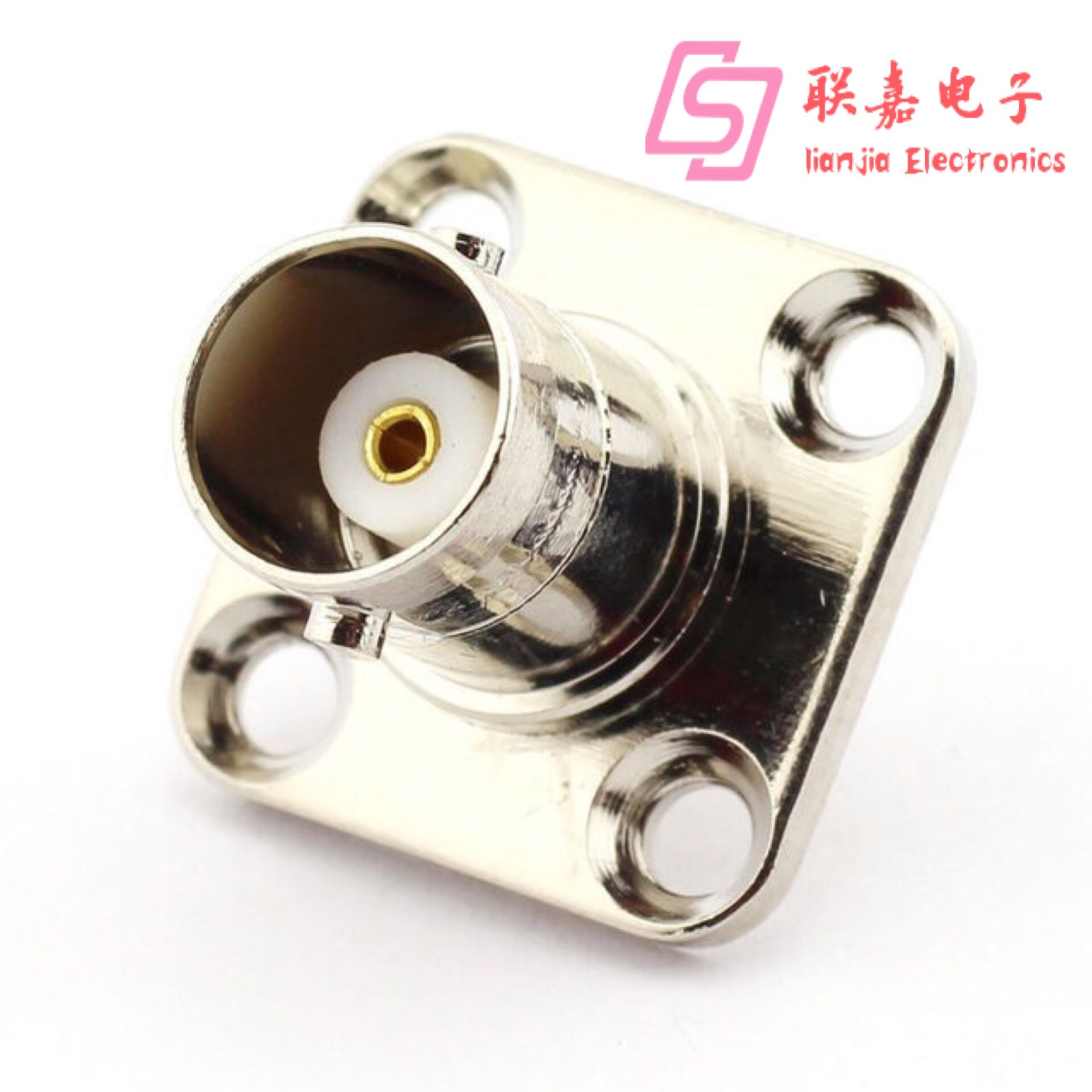 全铜BNC-50KF 17.5小方板 四孔面板安装母座50欧姆监控头Q9连接器-阿里巴巴
