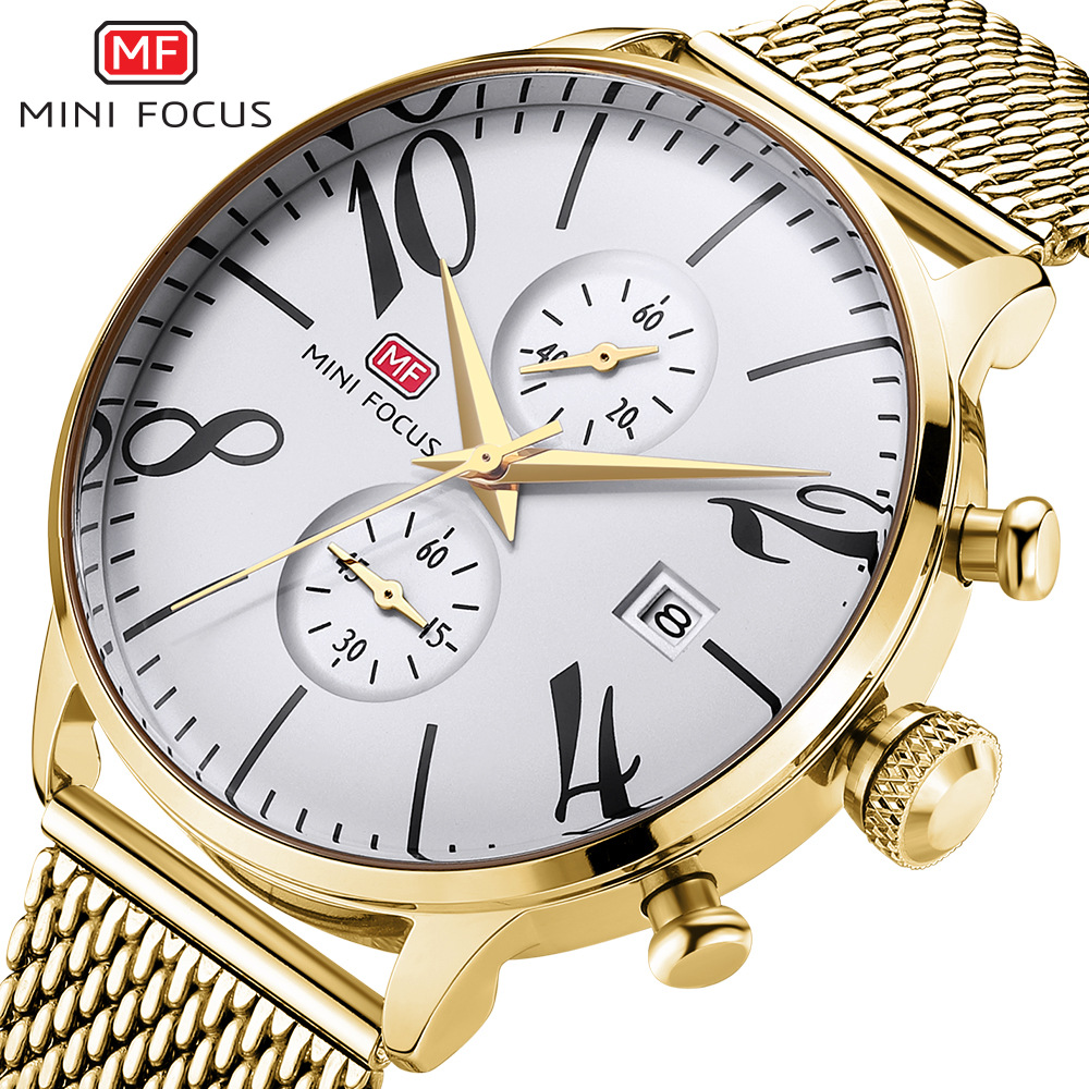 MINIFOCUS福克斯 MF0135G男士石英表 钢网带两小盘指针商务水表-阿里巴巴