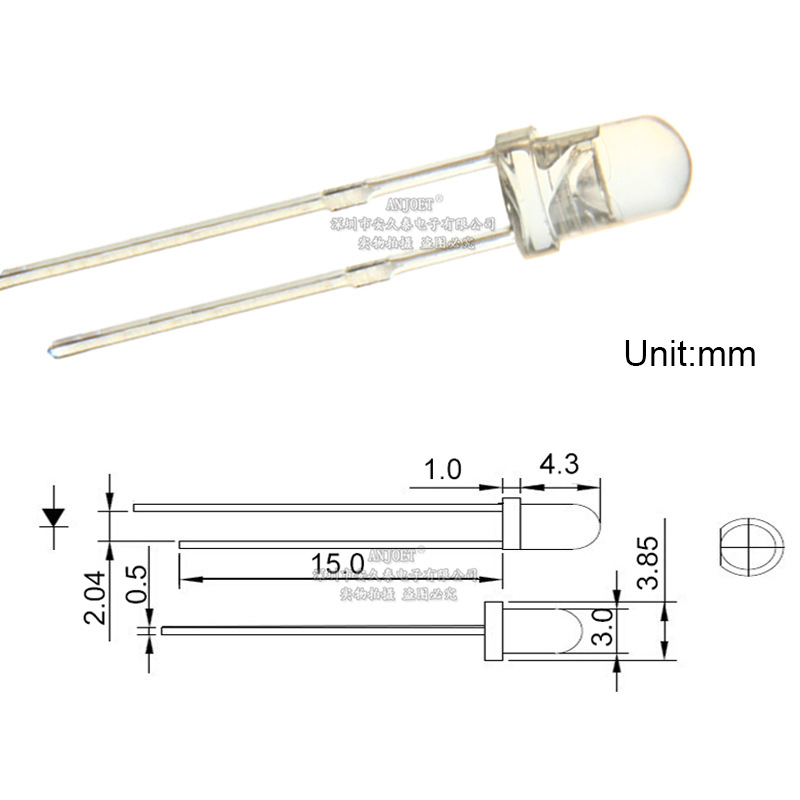 3mm/F3 白发红光 红色 LED发光二极管 高亮红灯 圆头短脚 LED灯珠-阿里巴巴