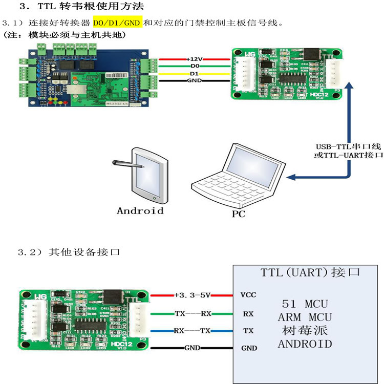 嵌入式韦根/维根TTL转换模块 韦根WG26/34和TTL双向互转 可定制-阿里巴巴