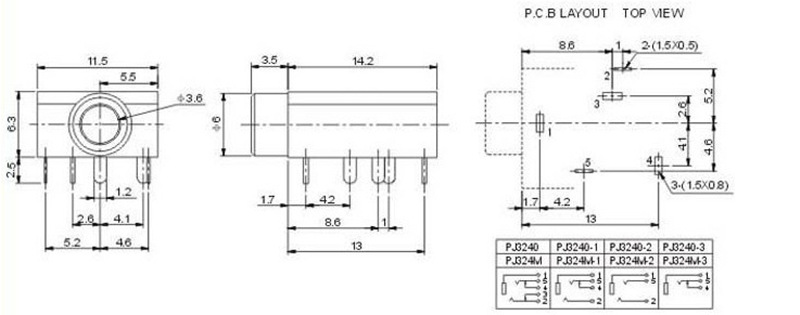 直销3.5耳机插座单双立体声电脑双声道3.5mm母座音频插座PJ-324-阿里巴巴