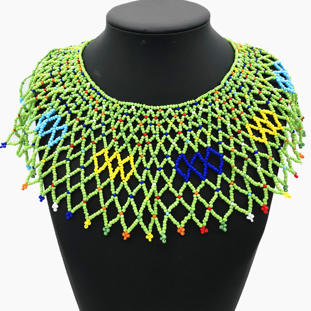 African Style Shoulder Chain Handmade Rice Bead Necklace Cross-border ...