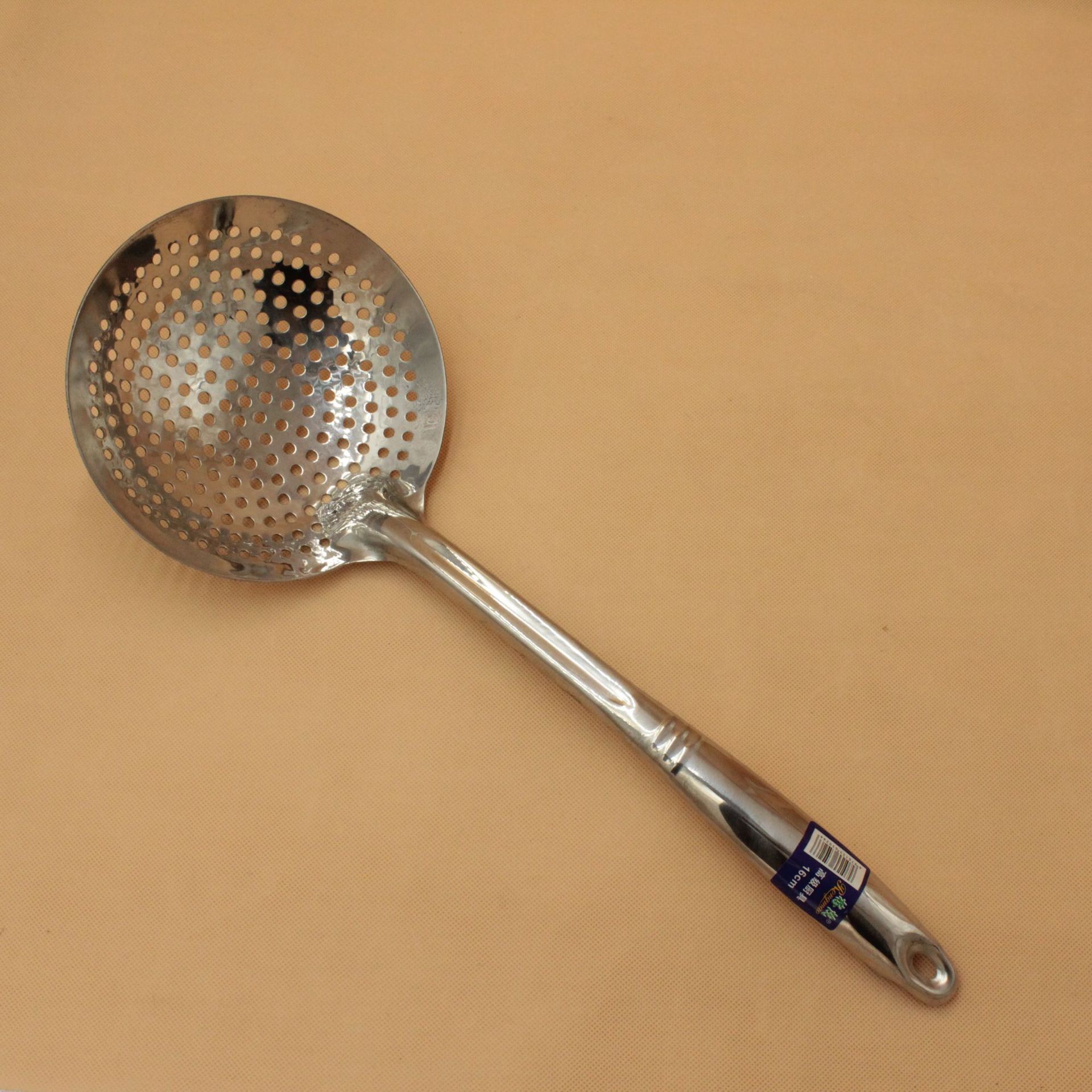 无磁不锈钢圆柄光柄漏勺油捞烹饪长柄大漏勺火锅汤勺汤壳过滤勺-阿里巴巴