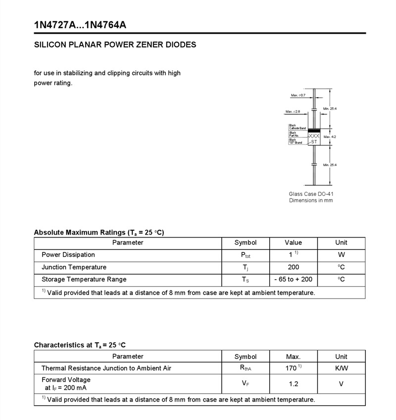 1N4733A 1W稳压二极管 5.1V 5V1直插玻璃稳压管 DO-41 齐纳二极管-阿里巴巴