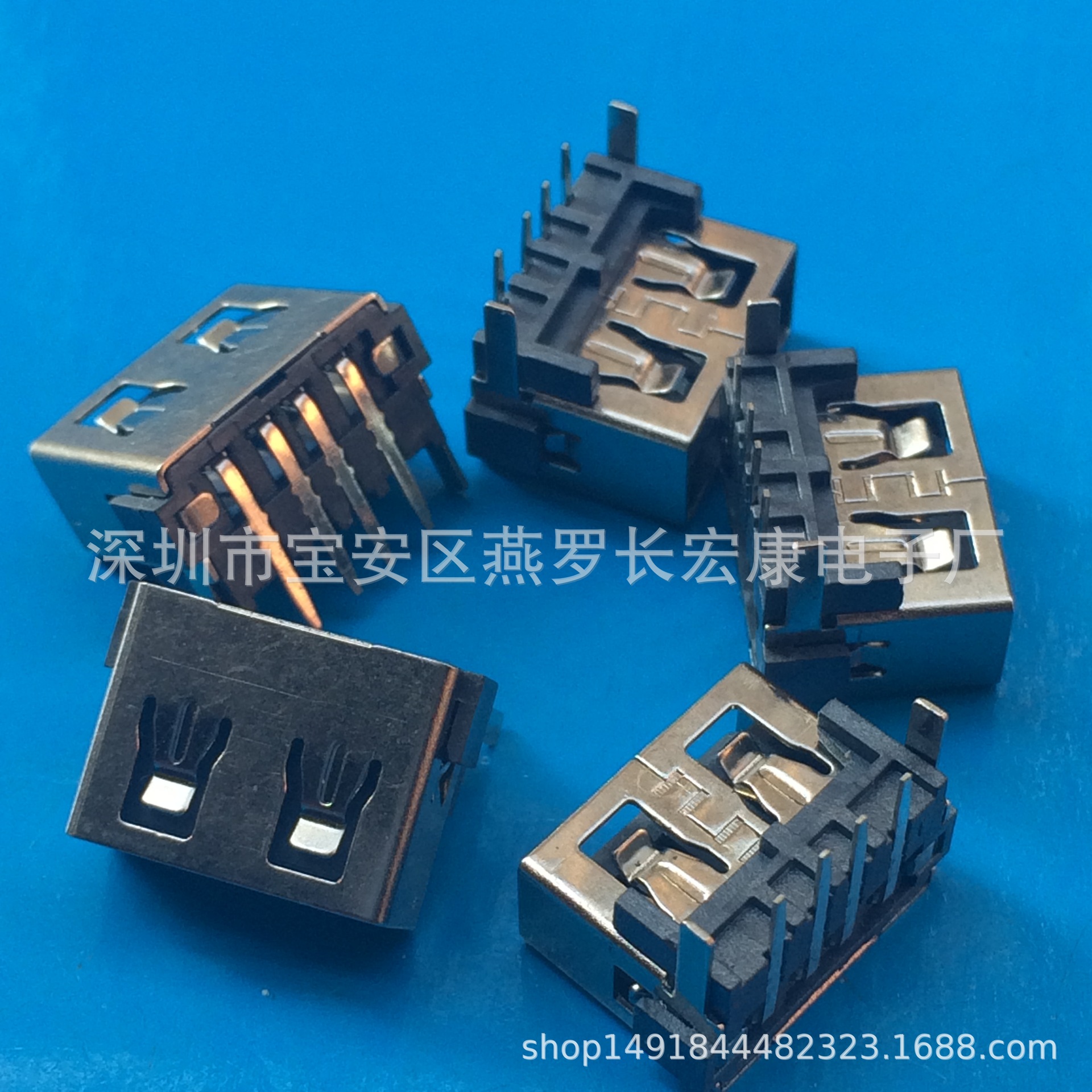 侧插 短体USB A母14mm 90度 插板/LCP本色 直脚 4P-AF母座 直边-阿里巴巴