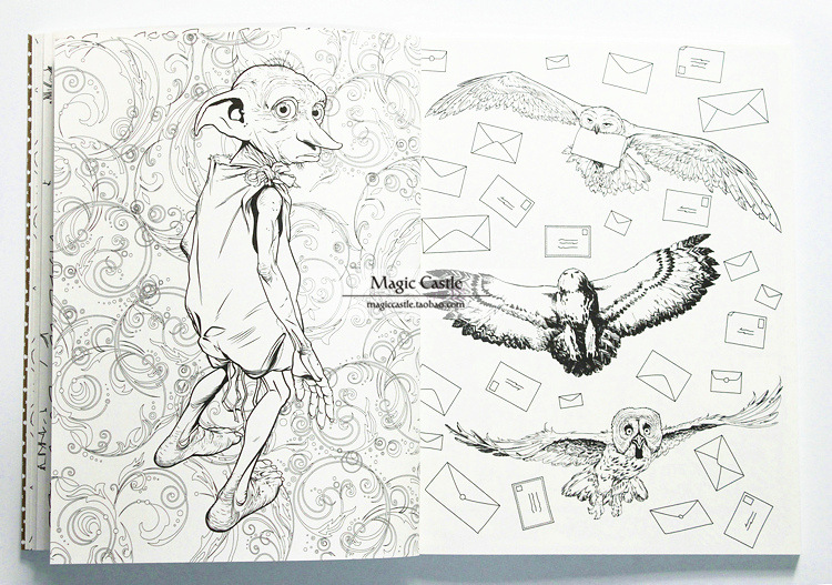 英文版harry potter哈利波特涂色书成人减压解压填色书涂鸦绘画本-阿里巴巴