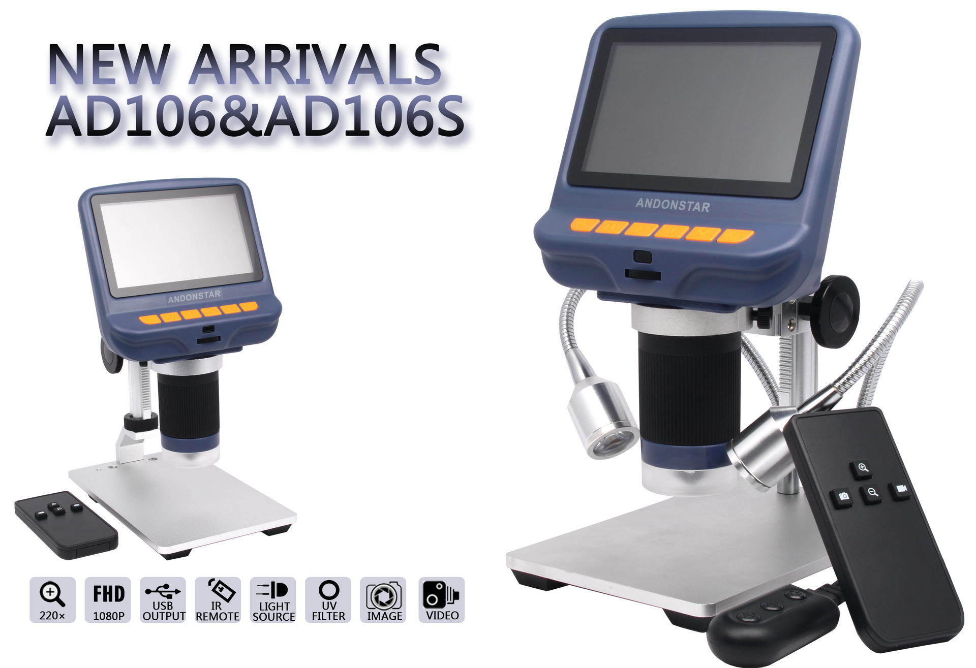 安东星高清数码显微镜 放大镜内置光源高物距220倍放大工业检修-阿里巴巴