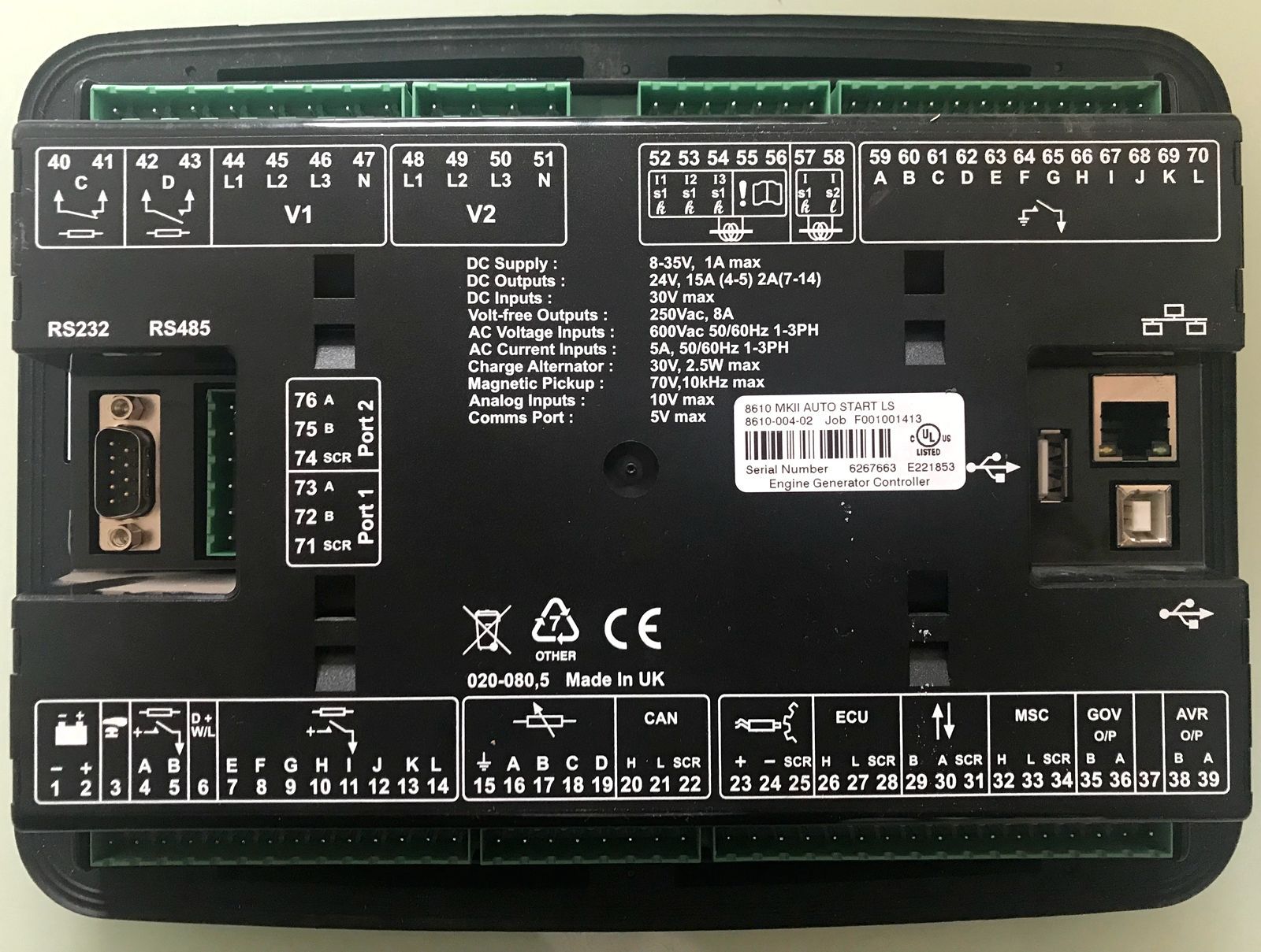深海控制器deepsea柴油发电机组自启动控制器DSE8610 MKII控制屏-阿里巴巴