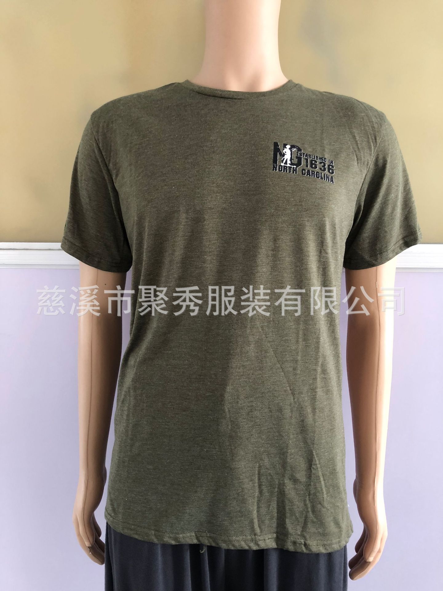 160g 60棉40涤CVC圆领单染棉欧美码男士休闲T恤出口纯色T恤-阿里巴巴