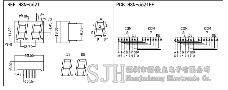 0.56英寸 2位 共阴 数码管 5621AS-10脚 红色 HS220561K-阿里巴巴