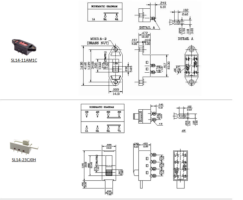 滑动开关 SL14系列 螺丝固定/PCB 焊线 直脚/弯脚 16A-阿里巴巴