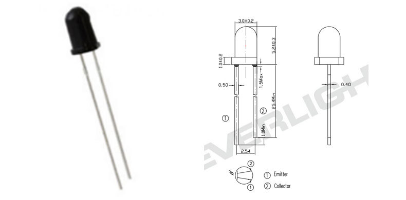 红外线接收管 F3红外接收三极管PT204-6B 3MM直插红外接收管亿光-阿里巴巴