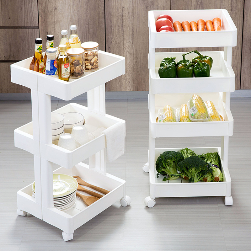 带滑轮多层收纳架厨房塑料整理架卫生间可移动落地置物架缝隙收纳-阿里巴巴