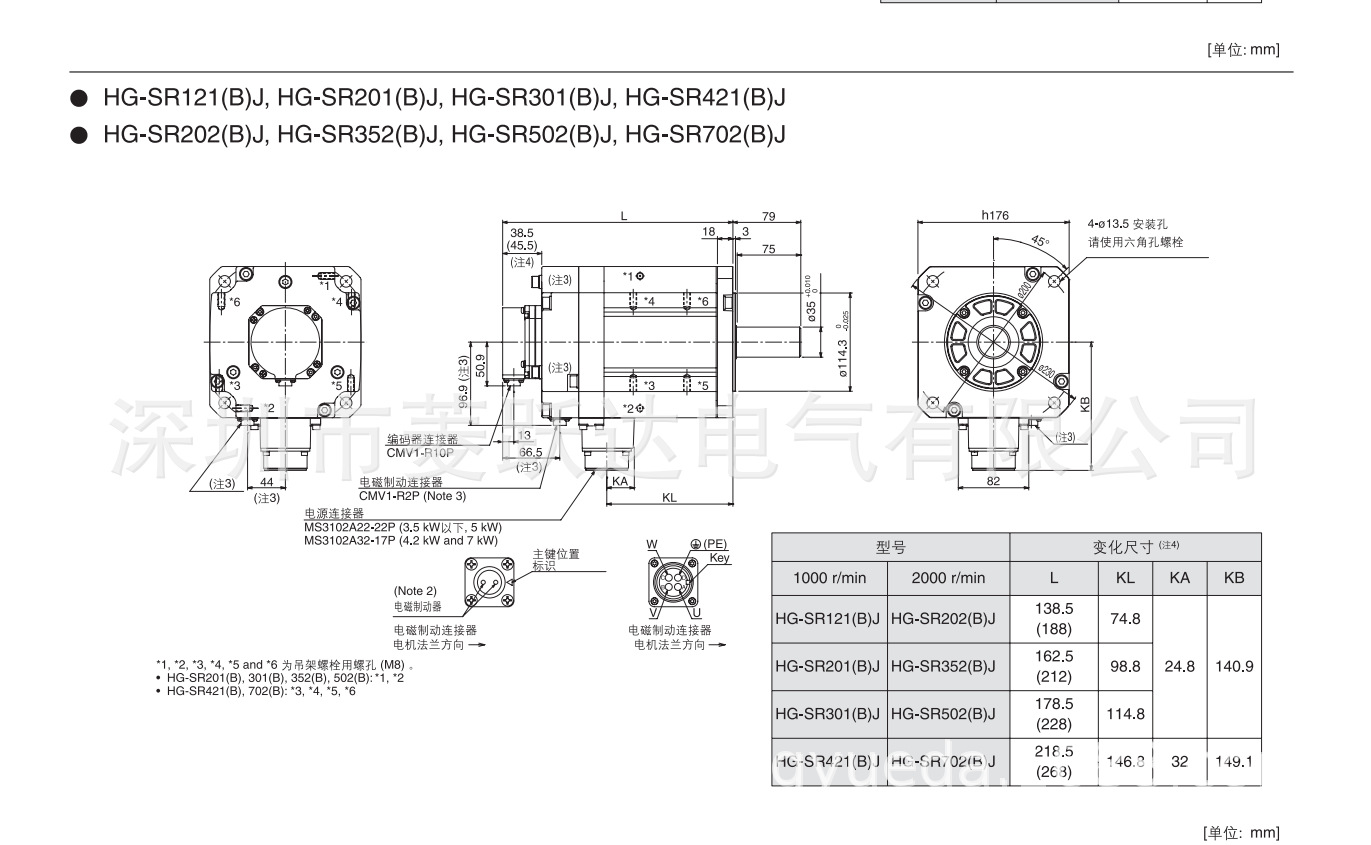 3.5KW全新三菱伺服电机HG-SR352BJ带刹车+驱动MR-J4-350A套装正品-阿里巴巴