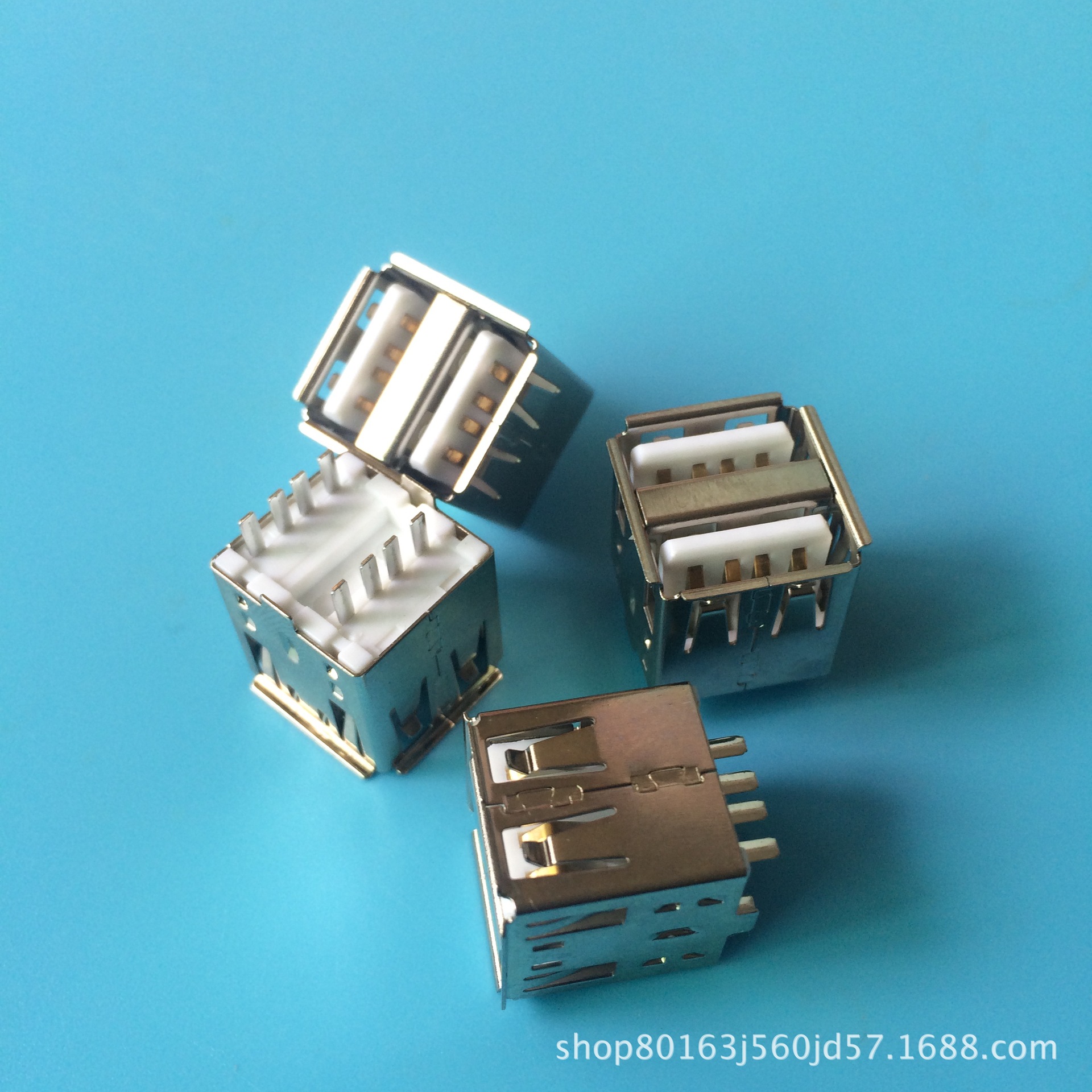 USB AF双层母座 180度焊线式 双排8P 短体14.2MM 卷边 白胶可注塑-阿里巴巴
