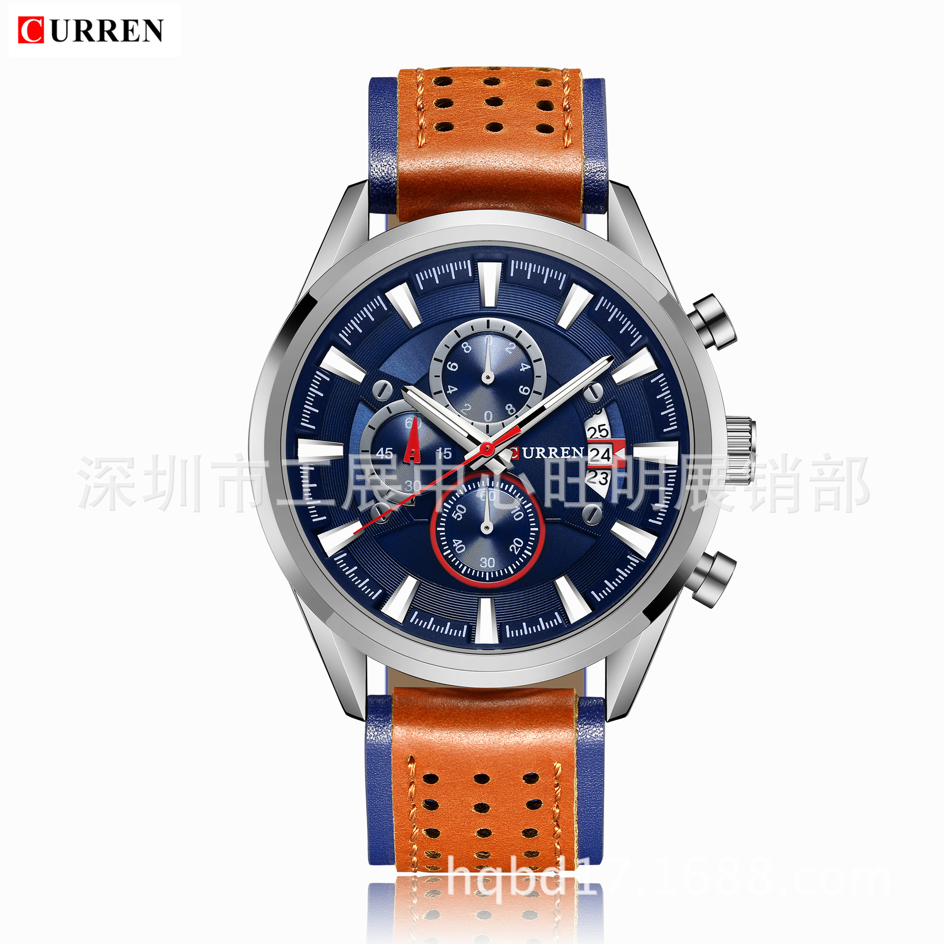 LTT CURREN/CARREN 8290 Waterproof True Three Eye Neutral Watch Leather ...