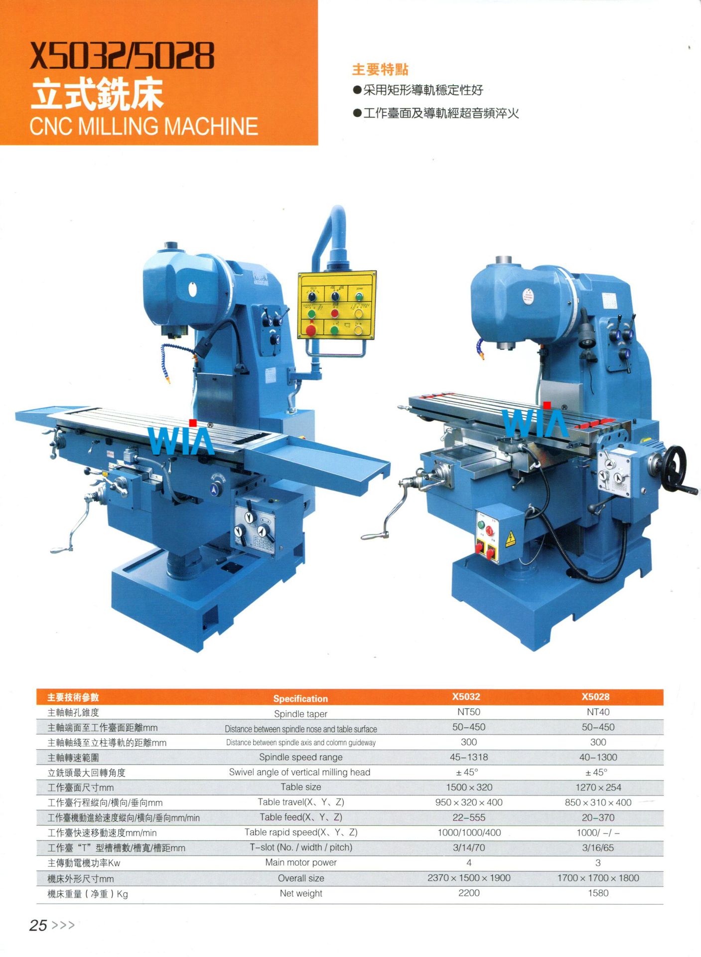 X5032立式铣床 万能升降台铣床 全新机器 全国联保 威亚厂家直销-阿里巴巴