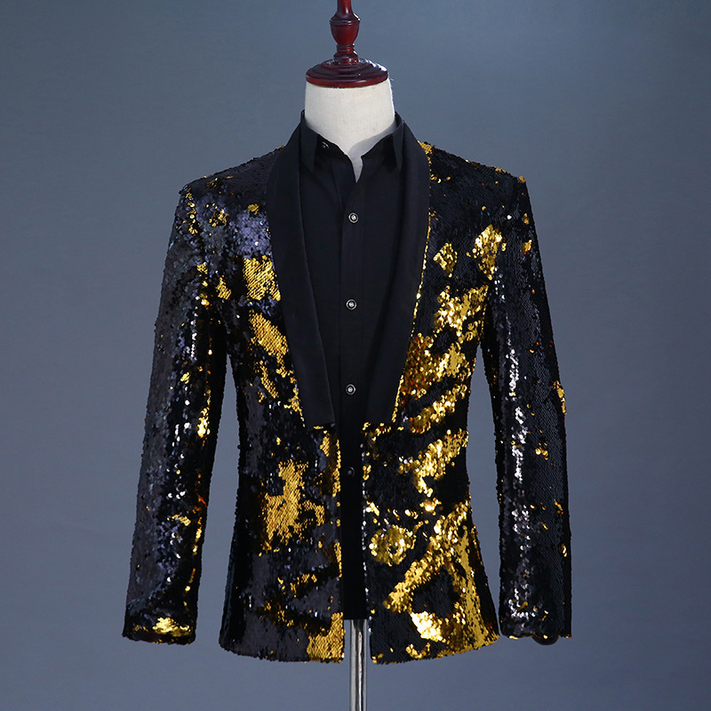 men's jazz dance suit blazers Men double Sequin suit stage dress ...