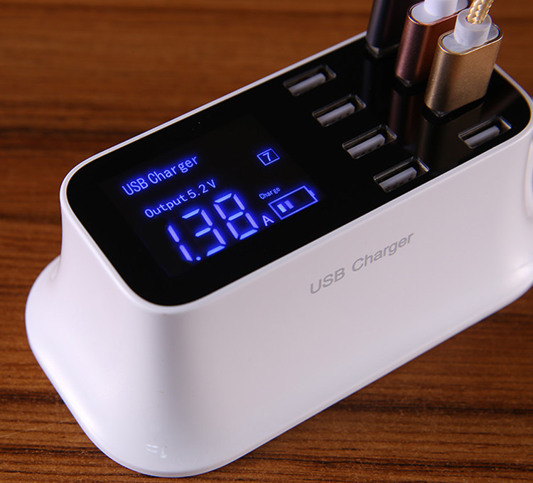 8A口USB手机充电器LCD屏幕实时显示自动识别充电快充充电器usb40W-阿里巴巴