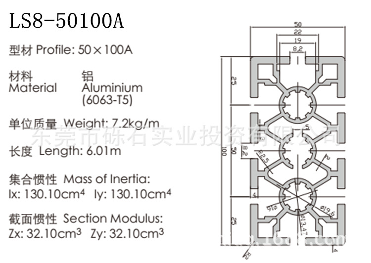 【50系列工业铝型材LS8-5050 欧标国标槽宽8mm 铝合金材料 砾石精加工铝】价格_批发_厂家_参数_图片_铝及铝合金材 - 搜好货网