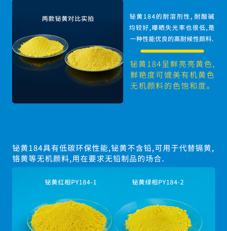 环保无机颜料铋黄PY184 厂家直供着色颜料粉 钛铋黄油性涂料批发-阿里巴巴
