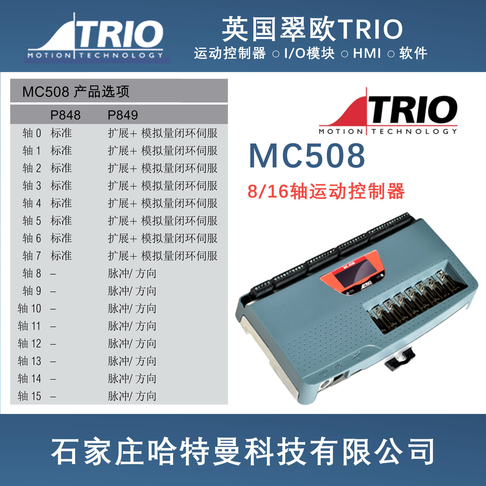 MC508控制器8轴标准轴P848,8扩展+模拟量闭环+8标准P849翠欧TRIO-阿里巴巴