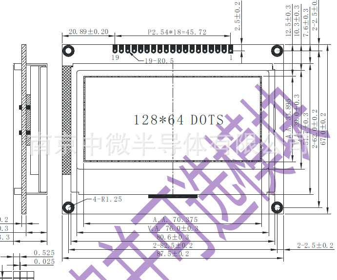 IPS型串口/并口可选12864点阵2.0寸COG带铁框背光-阿里巴巴