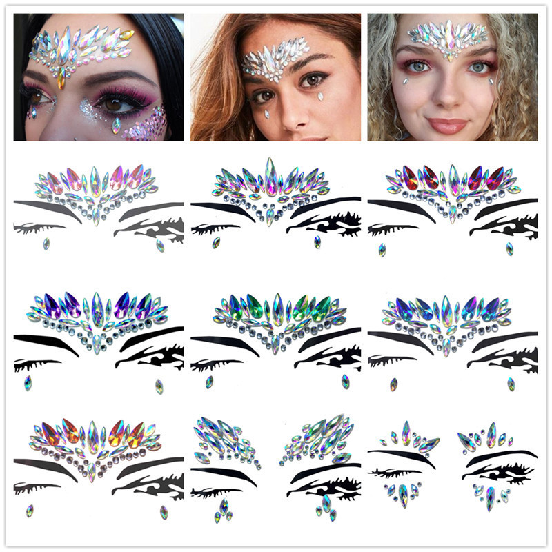 Masquerade stage performance diamond face sticker Make up make-up dance ...
