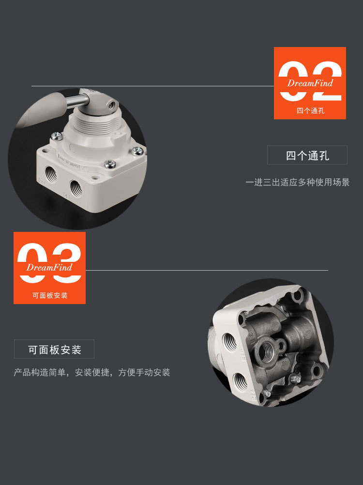 SMC型三位4四通气动开关手动阀 换向阀 VH200-02 VH201-02 202-02-阿里巴巴