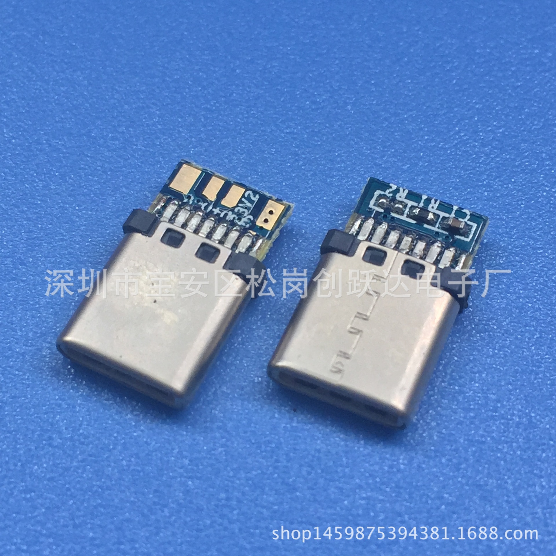 USB 3.1 铆合TYPE-C 公头14P铆压款 白胶2.0板C款带56K电阻-阿里巴巴