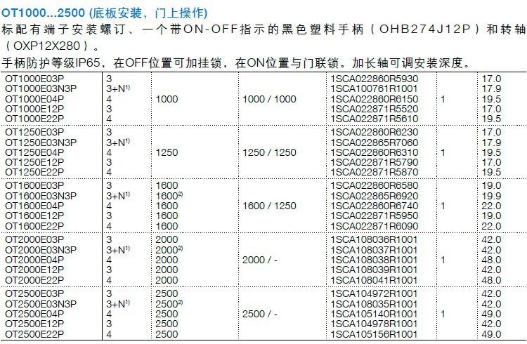 ABB隔离开关OT160EV12P/OT200E03P/OT250 OT315E03P E04P 3极 4极-阿里巴巴