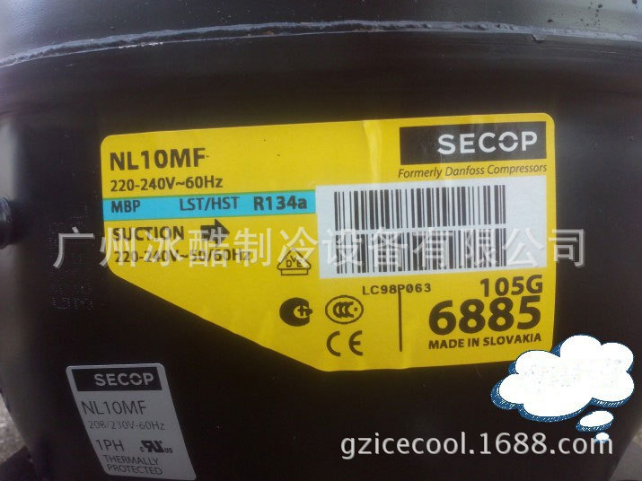 R134a 3/8HP 全新原装SECOP冰箱冰柜压缩机 NL10MF 105G6885-阿里巴巴