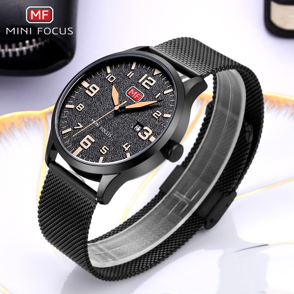 MINIFOCUS福克斯 MF0158G 男士石英表 钢网带自动日期夜光手表-阿里巴巴