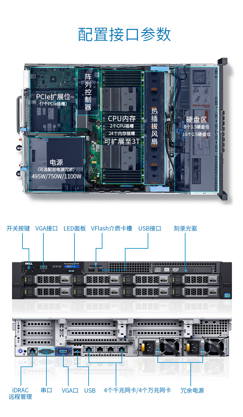 DELL R730XD R730双路2U机架式服务器E5 DDR4存储GPU虚拟化数据库-阿里巴巴