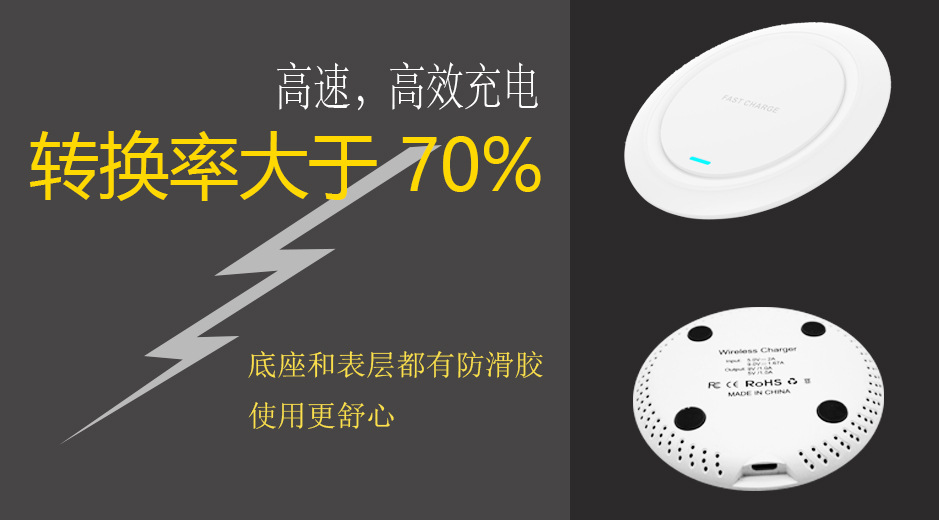 Q18圆盘电器15W快充 桌面镶嵌款无线充电器 圆形无线充10W跨境-阿里巴巴