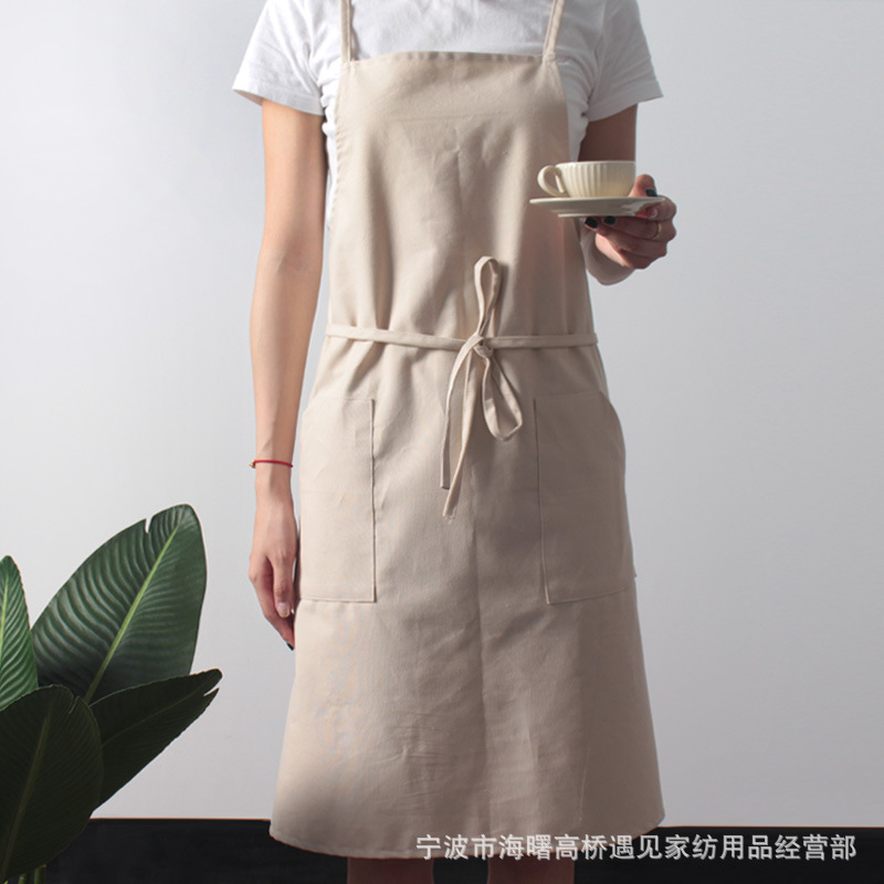 遇见 日式创意纯棉围裙 INS厨房围裙 居家服高档围裙家务围裙长-阿里巴巴