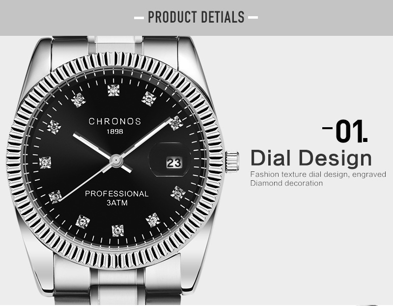 跨境CHRONOS柯罗诺斯手表男 镶钻表日历时尚韩版防水男士石英手表-阿里巴巴