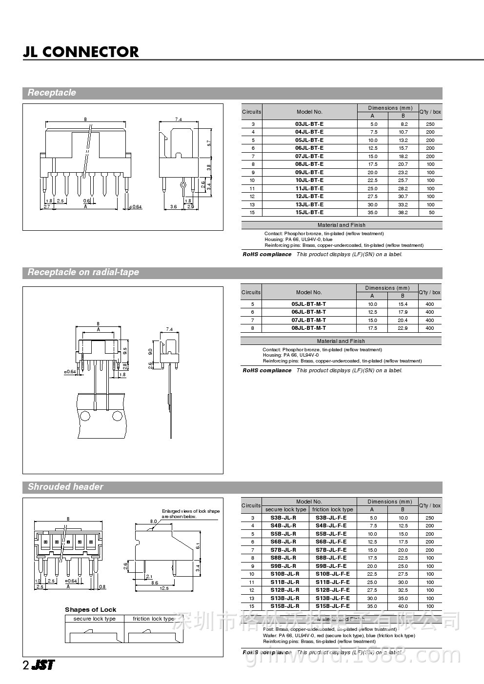 供应S9B-JL-R针座，2.5间距，JST原厂正品。-阿里巴巴